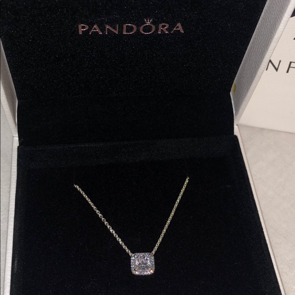 Pandora Square Sparkle Halo Necklace - Gem